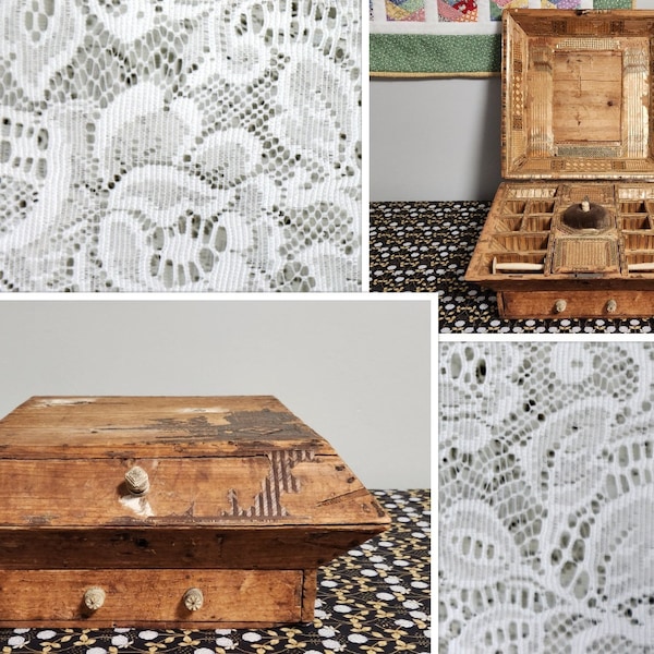 Antique Wood Sewing Knitting Box - Etsy