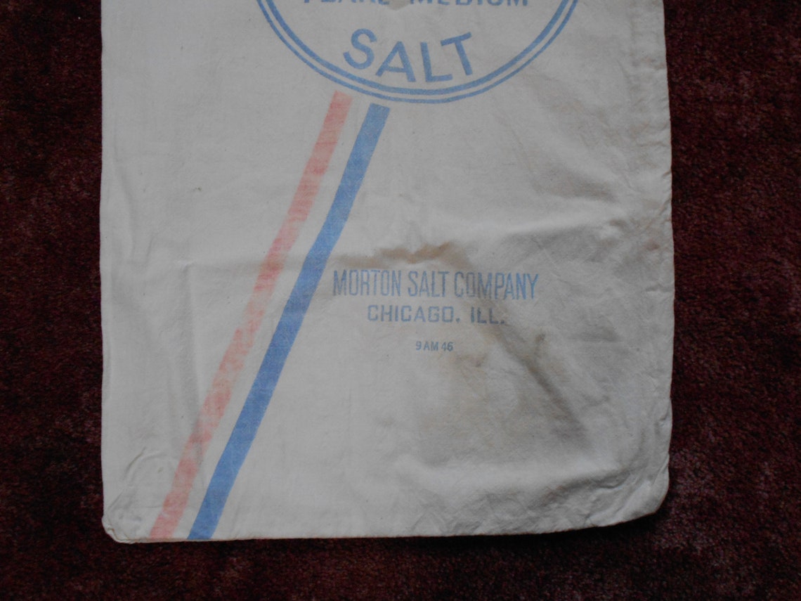Vintage Salt Sack MORTON SALT Antique Full Sack Cotton Fabric Uncut ...