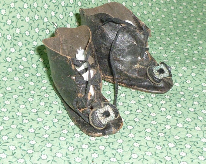 Darling Antique Doll Shoes Vintage Leather Shoes French German Doll