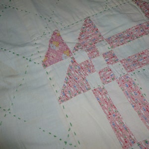 Antique Quilt Crown of Thorns Quilt Millwheel Primitive Farmhouse Feedsack Vintage - Etsy