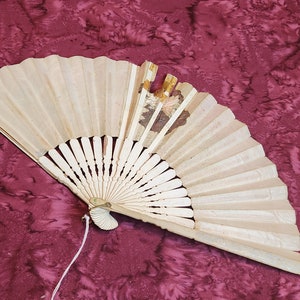 Antique 1880s Victorian Fan Hand Painted Silk Insert Folding Fan ...