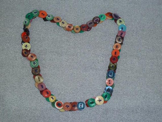 Unique Vintage handmade Button Necklace Original - Gem