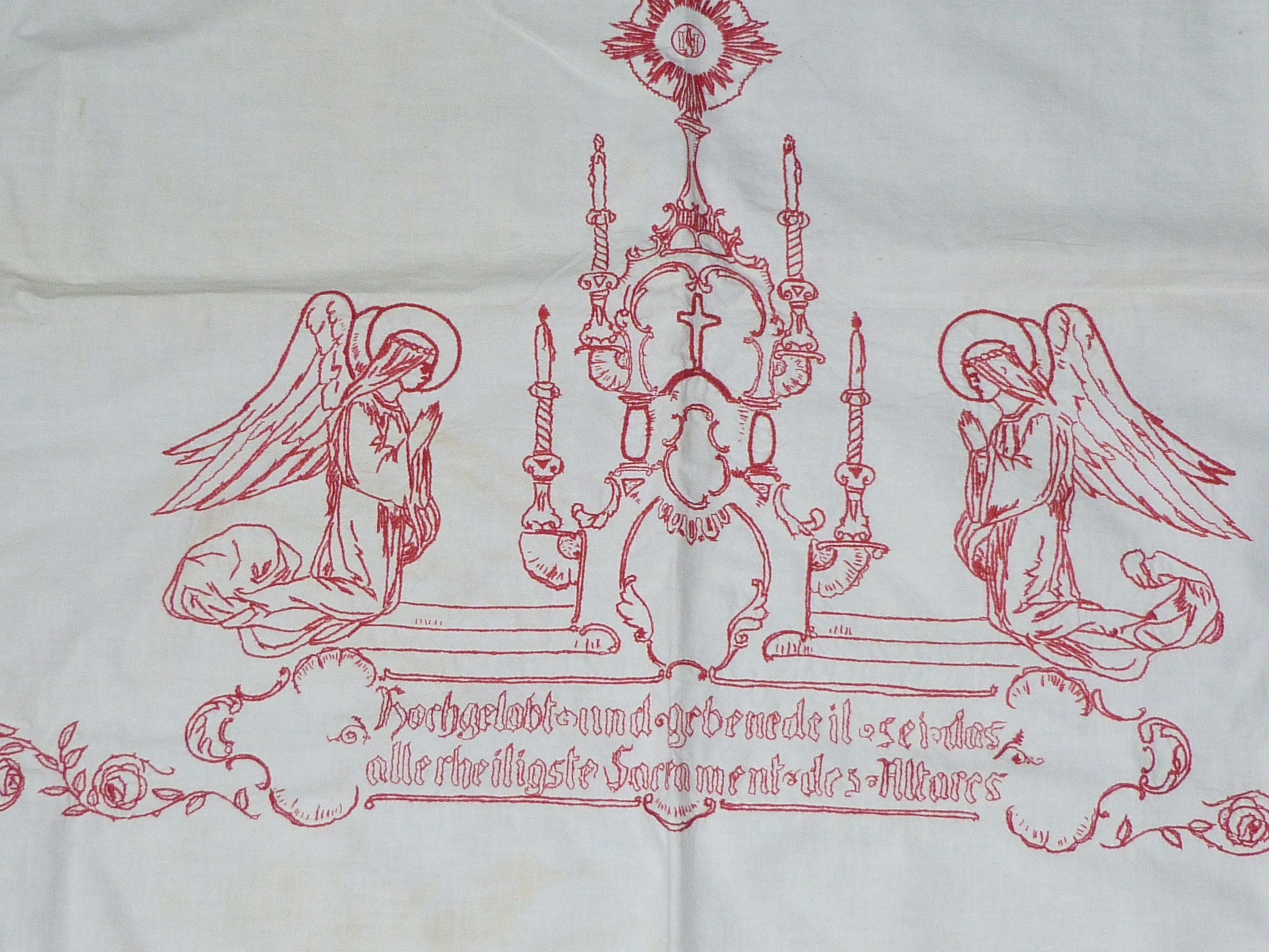 Antique German Alter Cloth Red Work Hand Embroidery Angels | Etsy