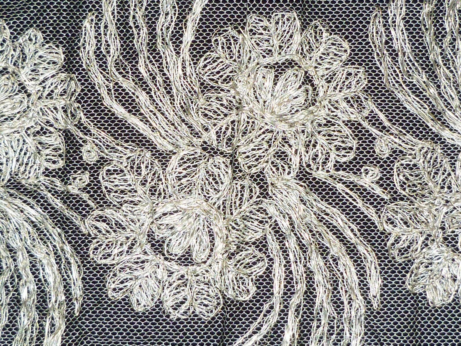 Antique French Embroidered Lace Silver Metallic Flapper Trim Flounce ...