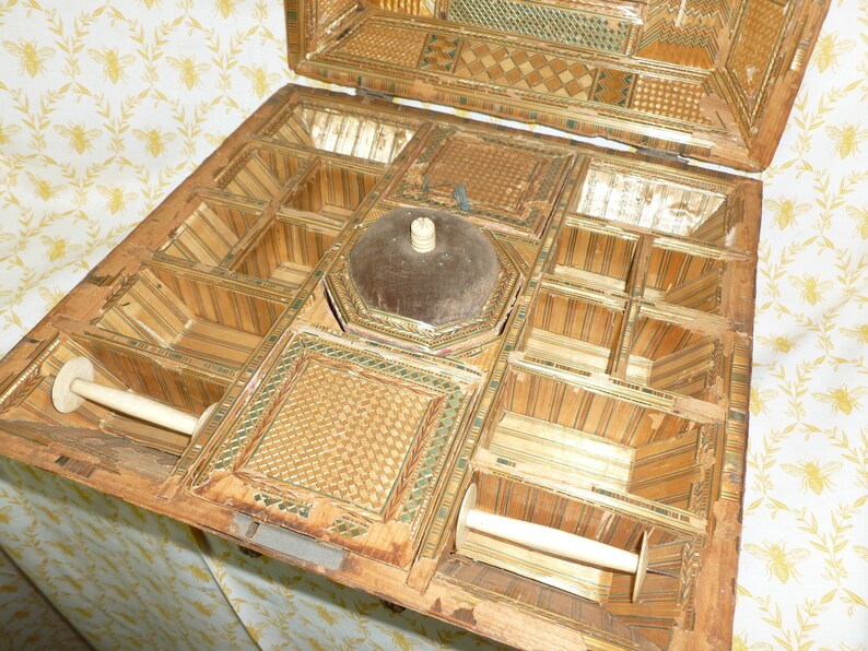 Antique Mid 1800s Sewing Box Primitive Folk Art Wood - Etsy