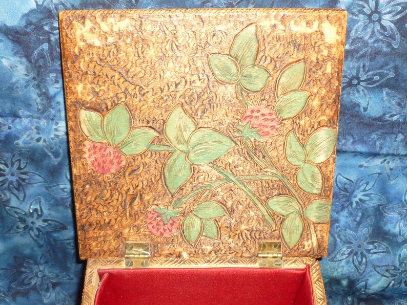 Antique Pyrography Box / Vintage Box-victorian Monogram Poppy | Etsy