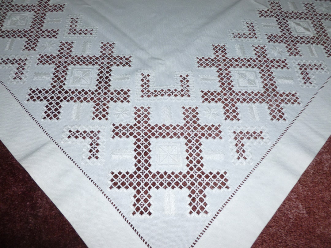Stunning Antique Tablecloth Hardanger Lace Hand Embroidery 1930s 1940s ...