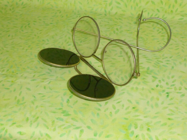 Antique Wire Rim Glasses Combination Flip Sunglasses Steampunk Etsy