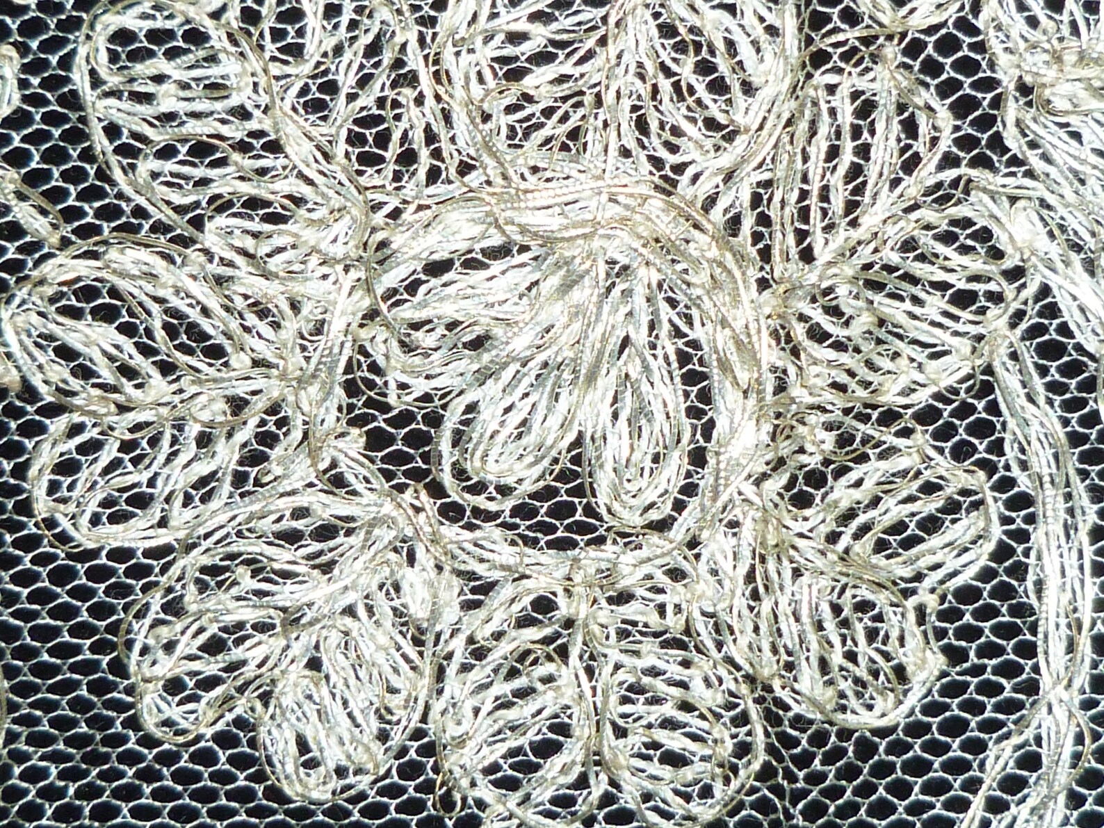 Antique French Embroidered Lace Silver Metallic Flapper Trim Flounce ...