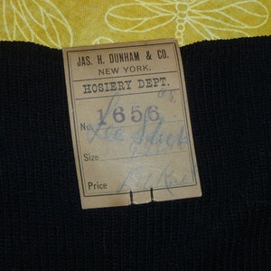 HTF NOS 1900s Edwardian Garter Stockings Antique Black Silk Fleece ...