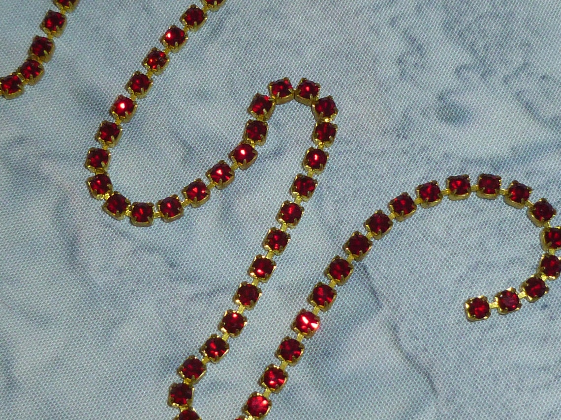 BTY Vintage Simple rhinestone trim red crystal gold Cup | Etsy