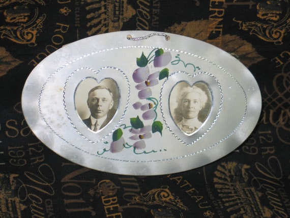 Antique Victorian Picture Frame Silver Metal-hand Painted - Etsy