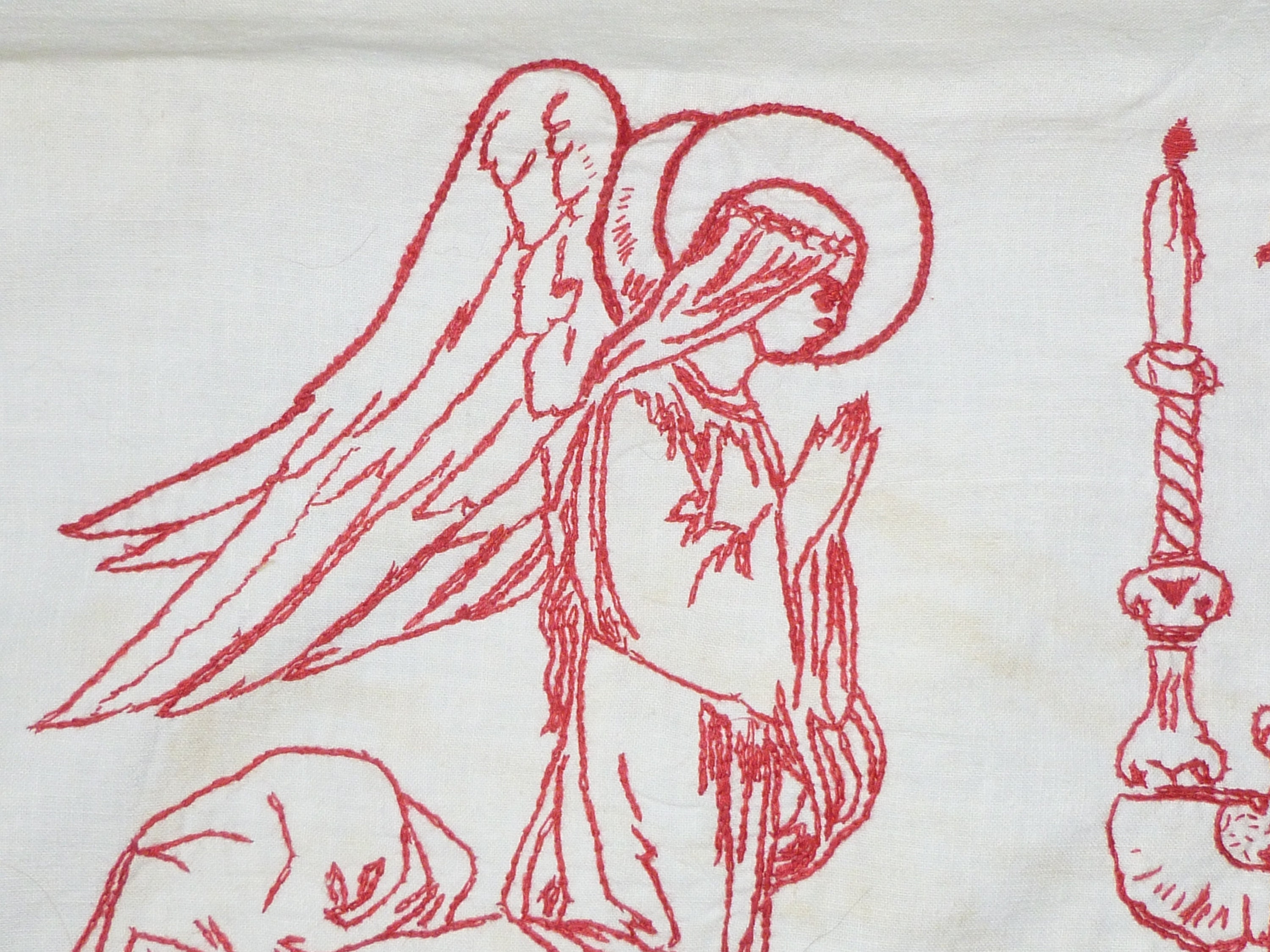 Antique German Alter Cloth Red Work Hand Embroidery Angels | Etsy