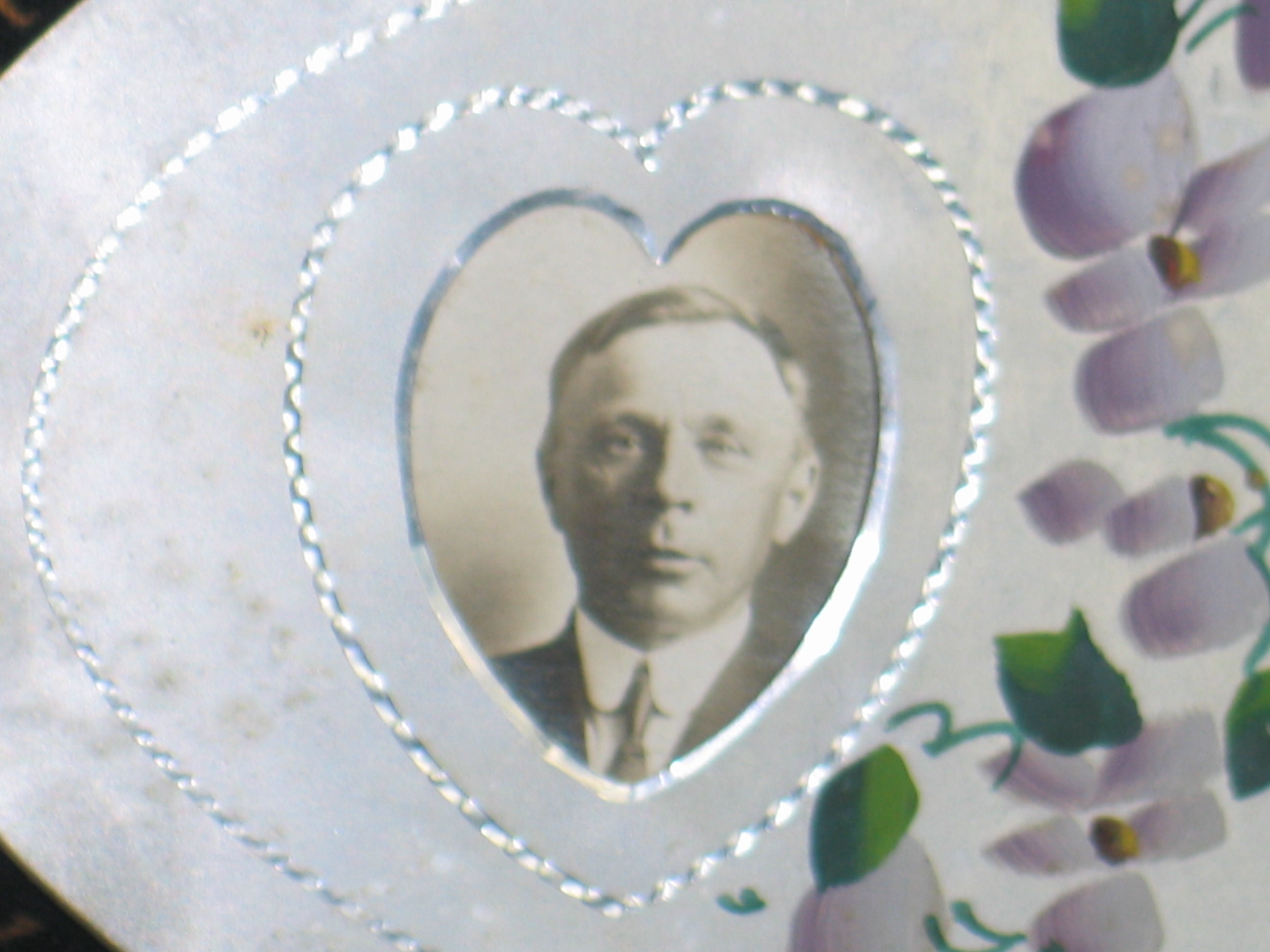 Antique Victorian Picture Frame Silver Metal-hand Painted Double Heart ...