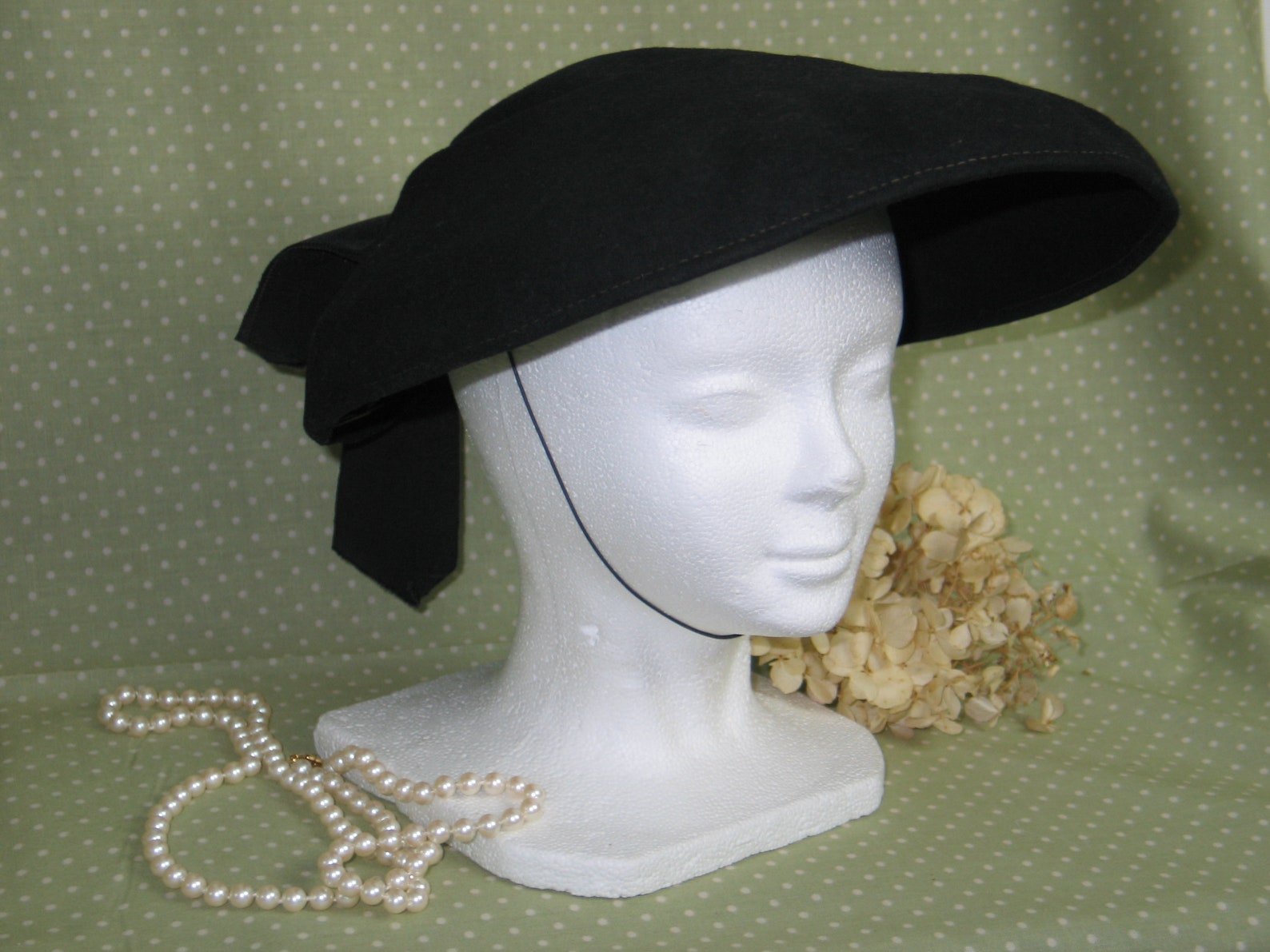 Antique Vintage Flapper Hat Fascinator Hat-gatsby-black Wool Felt Made ...
