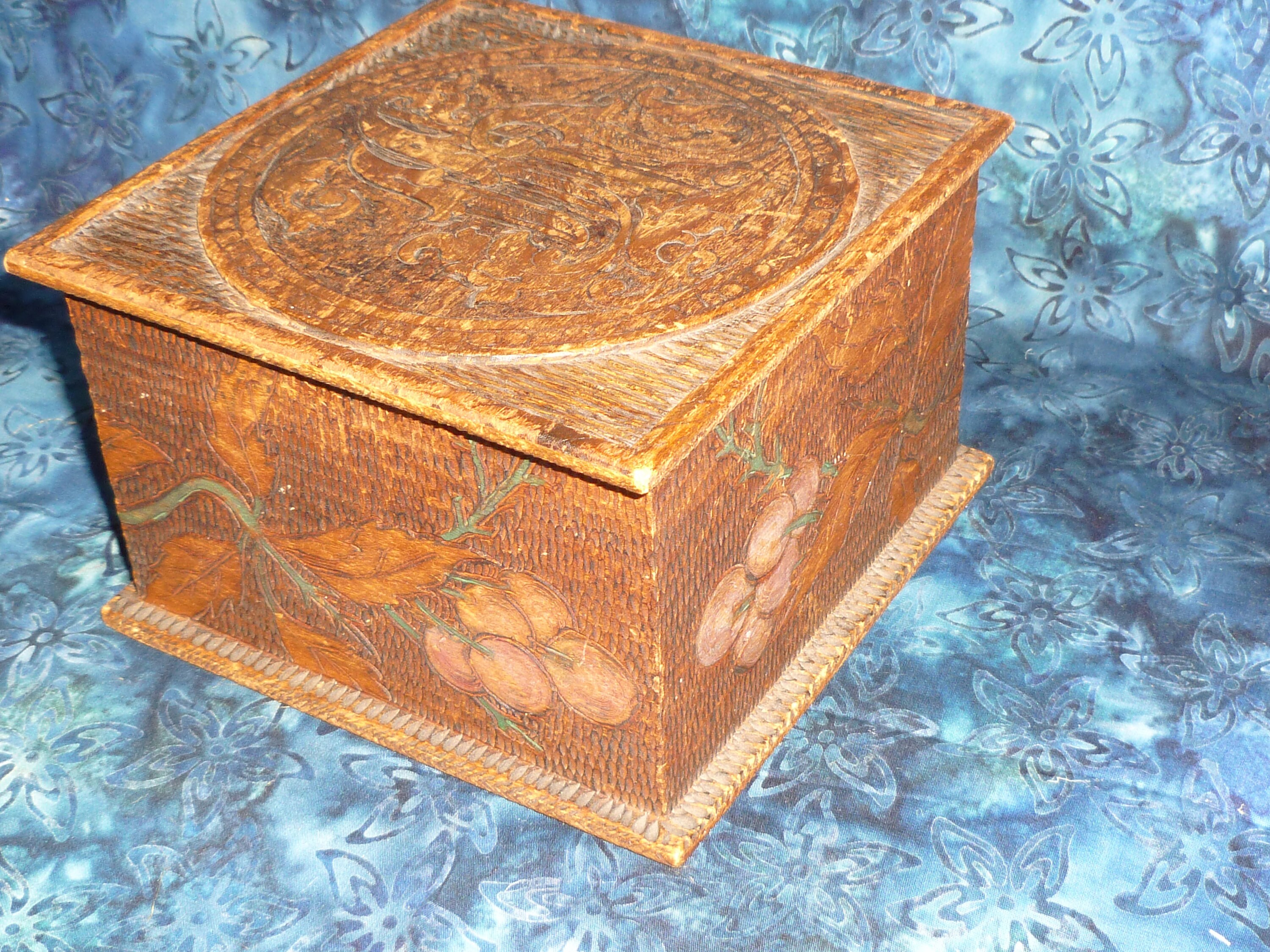 Antique Pyrography Box / Vintage Box-Victorian Monogram Poppy | Etsy