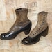 Antique Boots Victorian Edwardian Button Tu-tone Boots Black Leather ...
