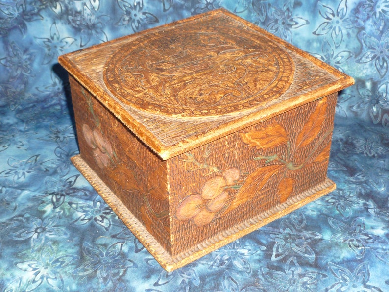 Antique Pyrography Box / Vintage Box-victorian Monogram Poppy | Etsy