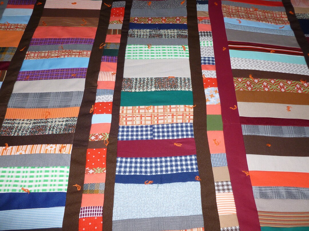 Quilt Vintage Rail Fence-brick Circa 1960s 1970s Primitive Polyester ...