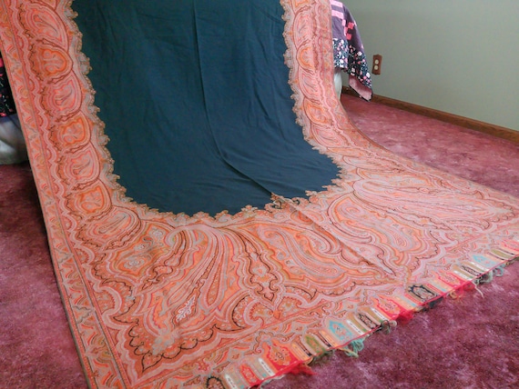 Antique Paisley Shawl mid 1800s English KIRKING Shawl… - Gem