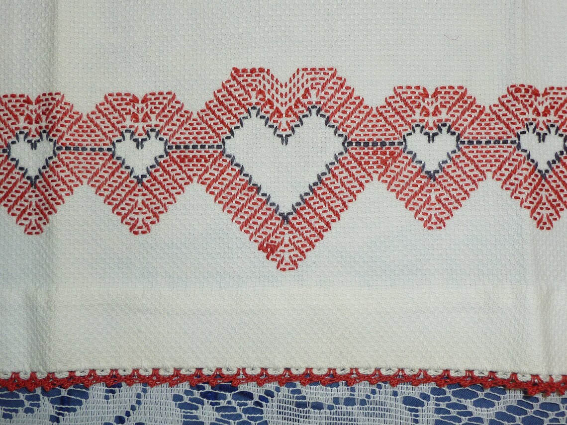 Antique Redwork Embroidery Huck Towel Vintage Linen - Etsy