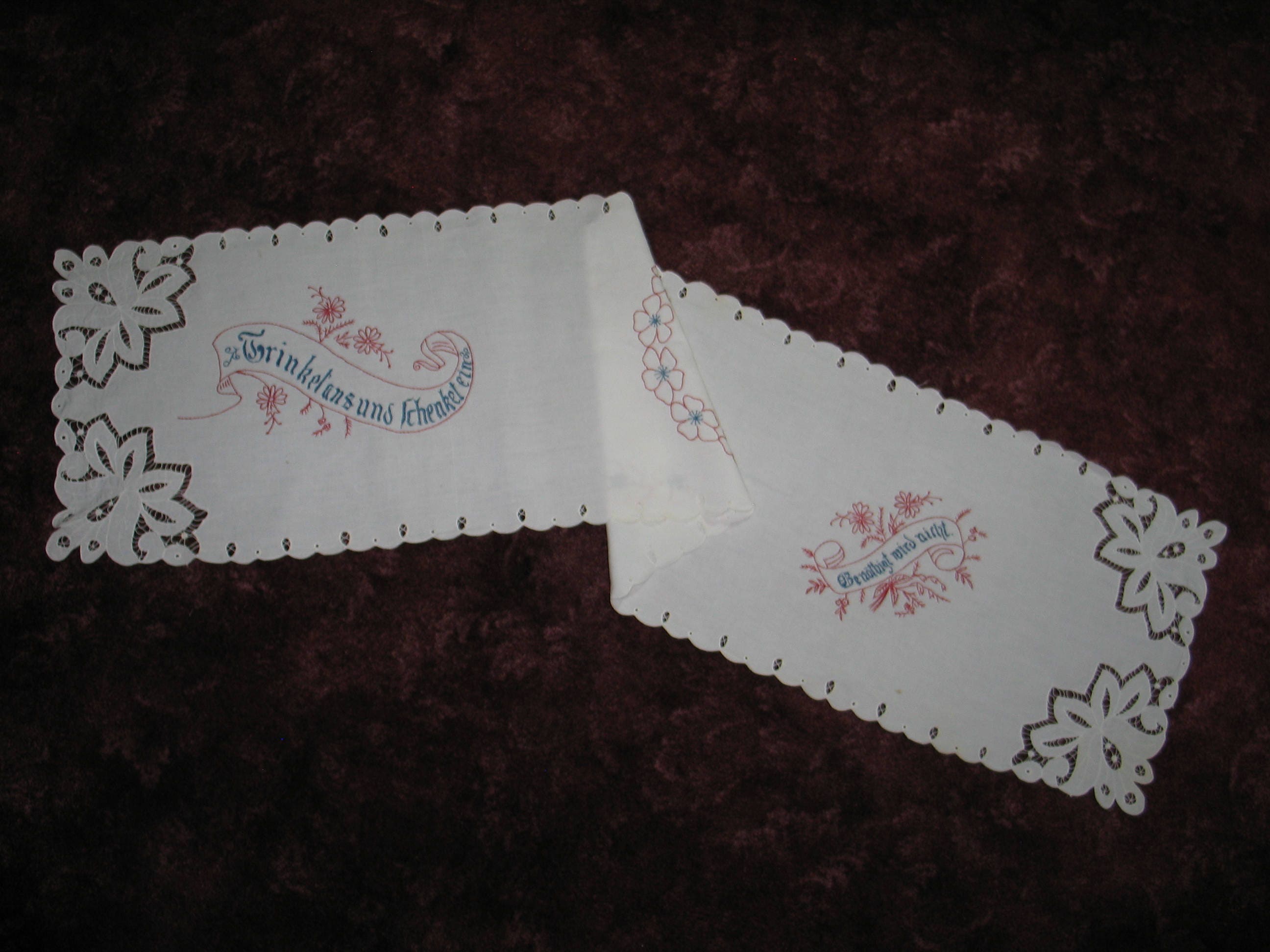 ANTIQUE Table Runner German Sampler Rhyme Turkey Redwork | Etsy