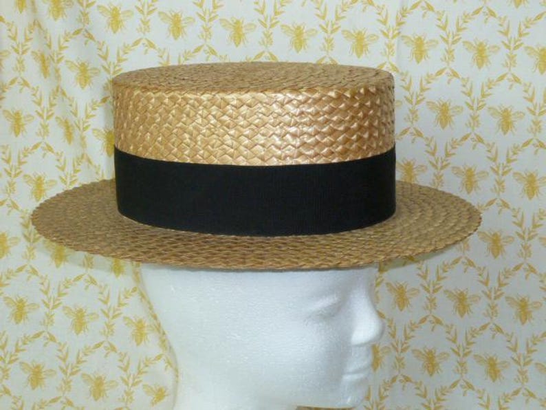 Antique Vintage Straw Boater Skimmer Hat C1930s Sz 6 5/8 Barber Shop ...