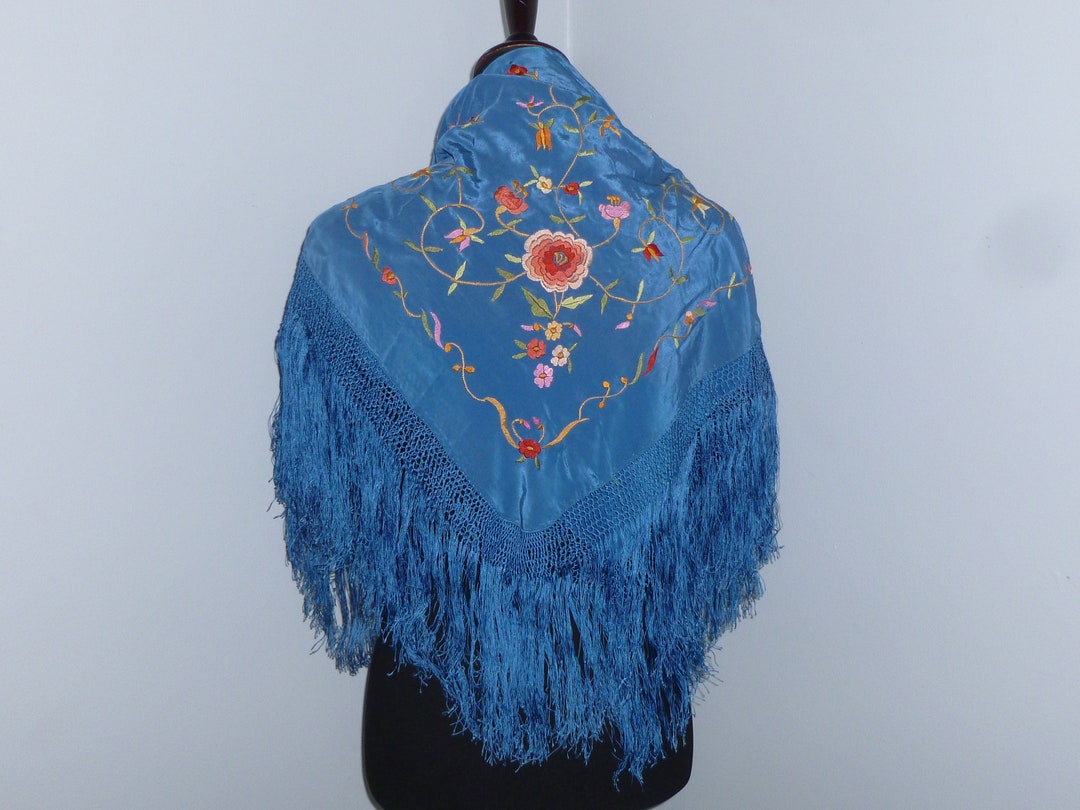 Gorgeous Antique Piano Scarf Shawl-table Topper 1920s 1930s Royal Blue ...