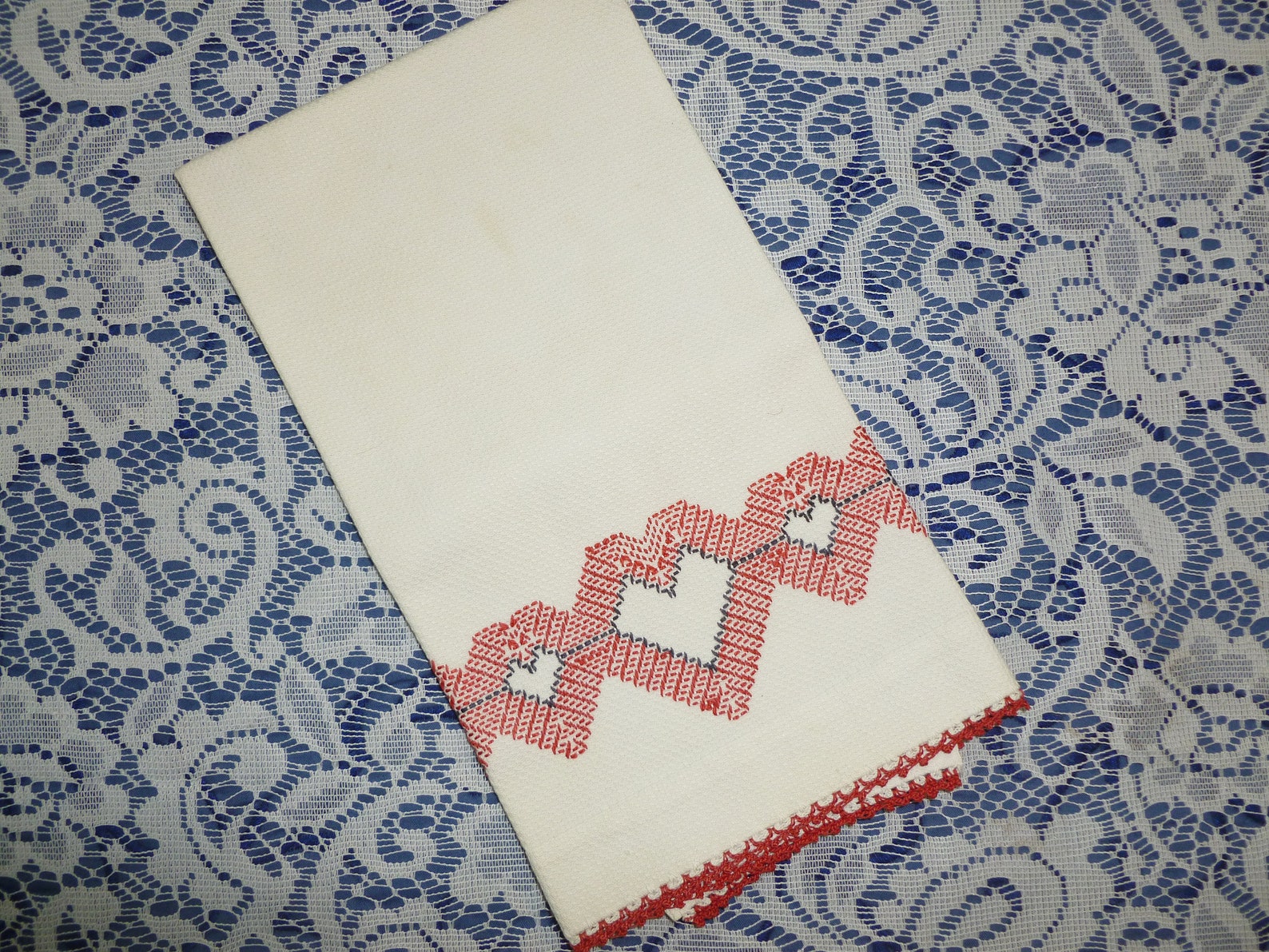 Antique Redwork Embroidery Huck Towel Vintage Linen - Etsy