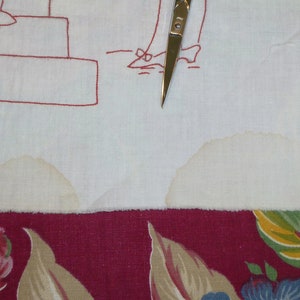 Antique Victorian Redwork Tapestry Linen Cross Children Hand Embroidery ...