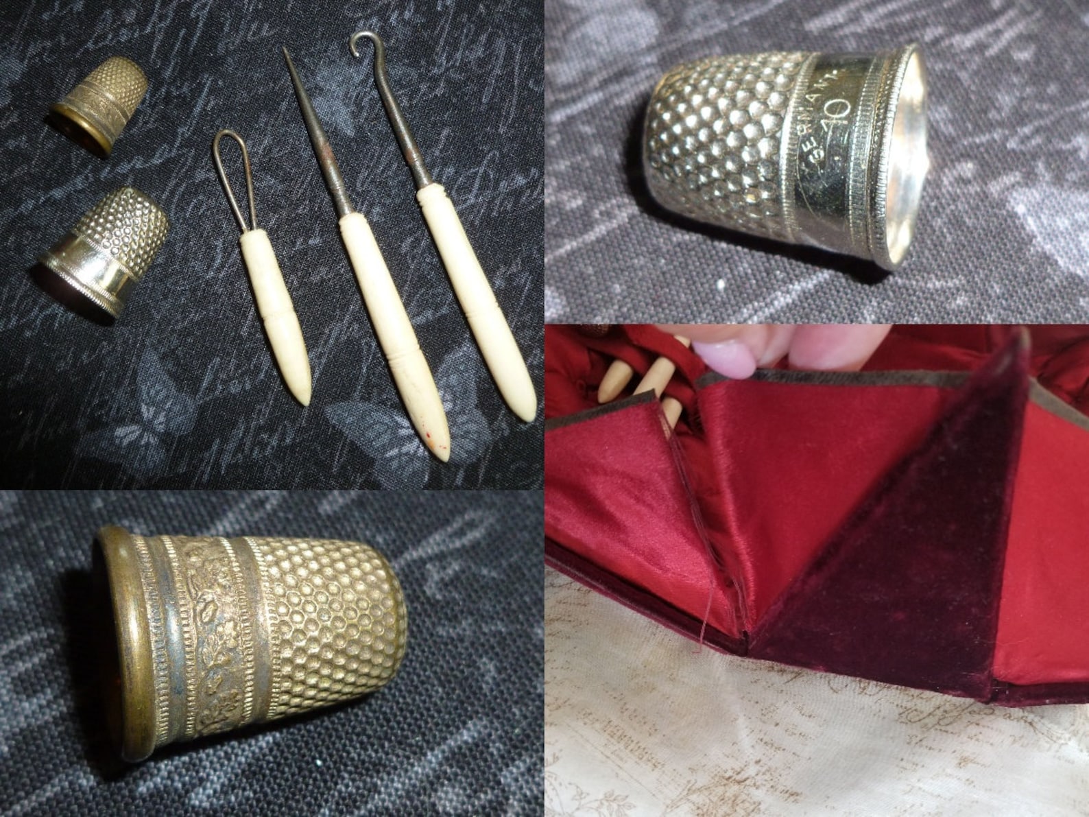 19c. Victorian Sewing Basket Antique Sewing Kit Velvet Box - Etsy