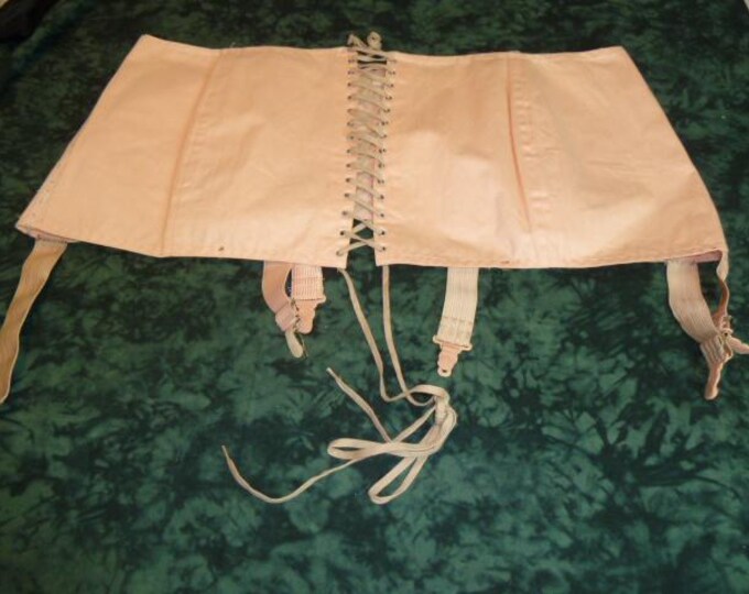 XL Antique Corset Girdle Cotton Vintage French Boudoir Flapper Garters ...