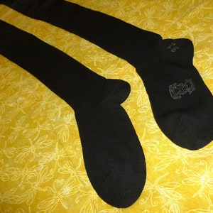 HTF NOS Edwardian Garter Stockings Antique Flapper Black Cotton Hosiery ...
