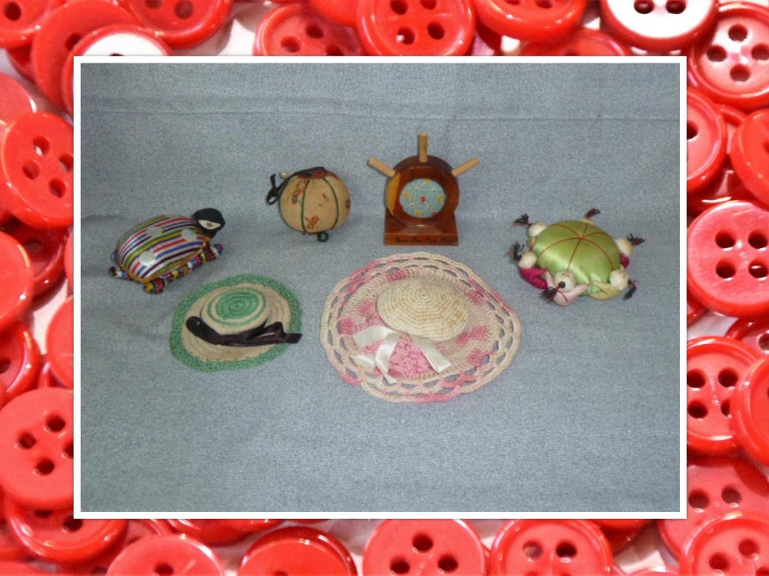 Choice of One- Antique Vintage Pincushion Americana Sewing Hemming Pin ...