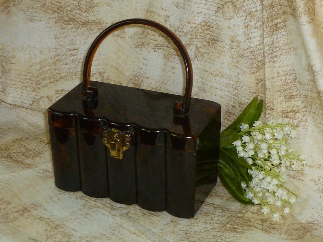 Crazy Cute Vtg-designer VINTAGE LUCITE Faux Tortoise Shell Handbag ...