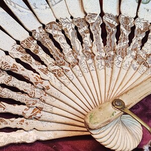 Antique 1880s Victorian Fan Hand Painted Silk Insert Folding Fan ...