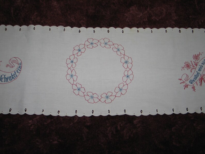 ANTIQUE Table Runner German Sampler Rhyme Turkey Redwork | Etsy