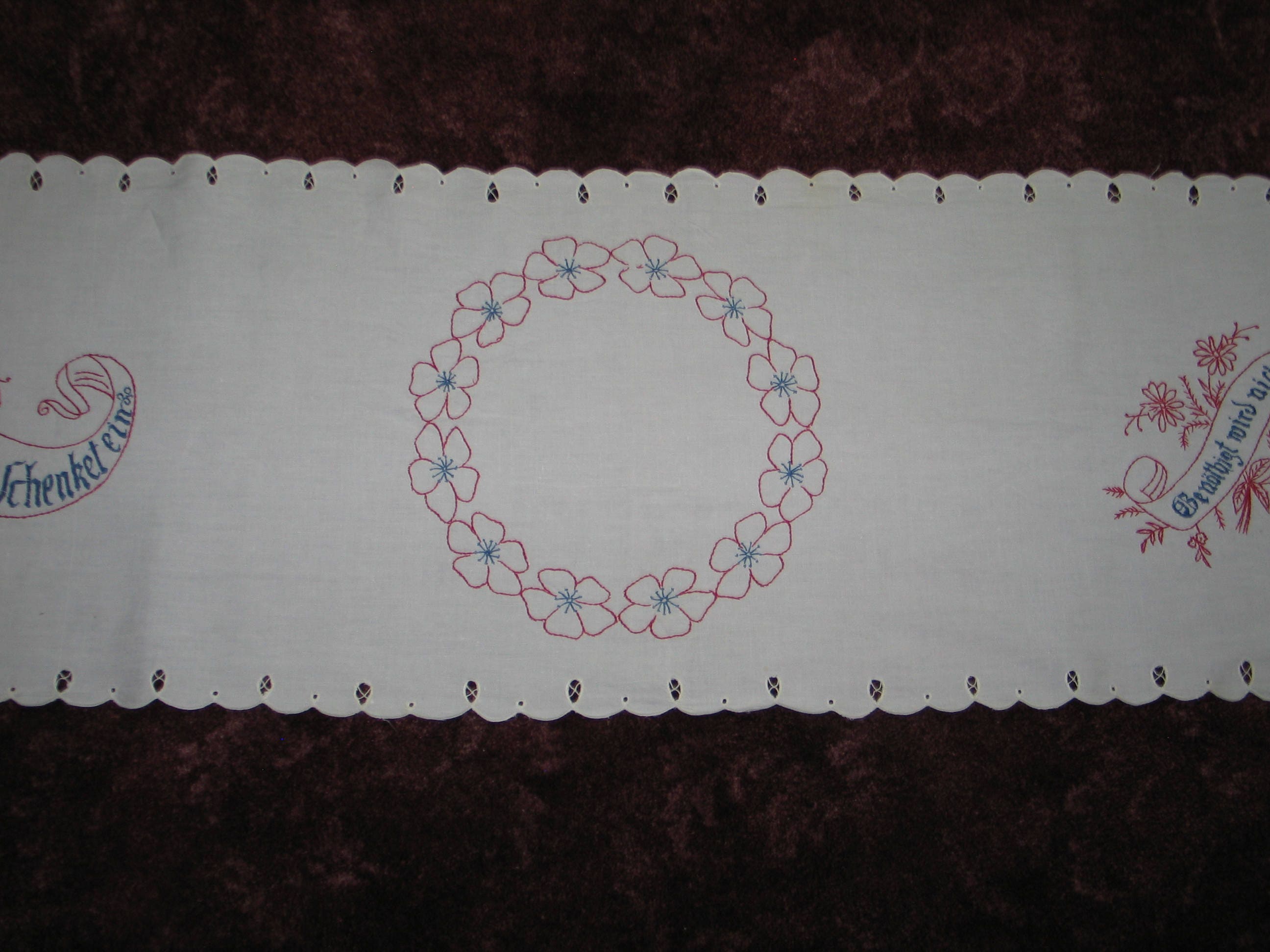 ANTIQUE Table Runner German Sampler Rhyme Turkey Redwork | Etsy