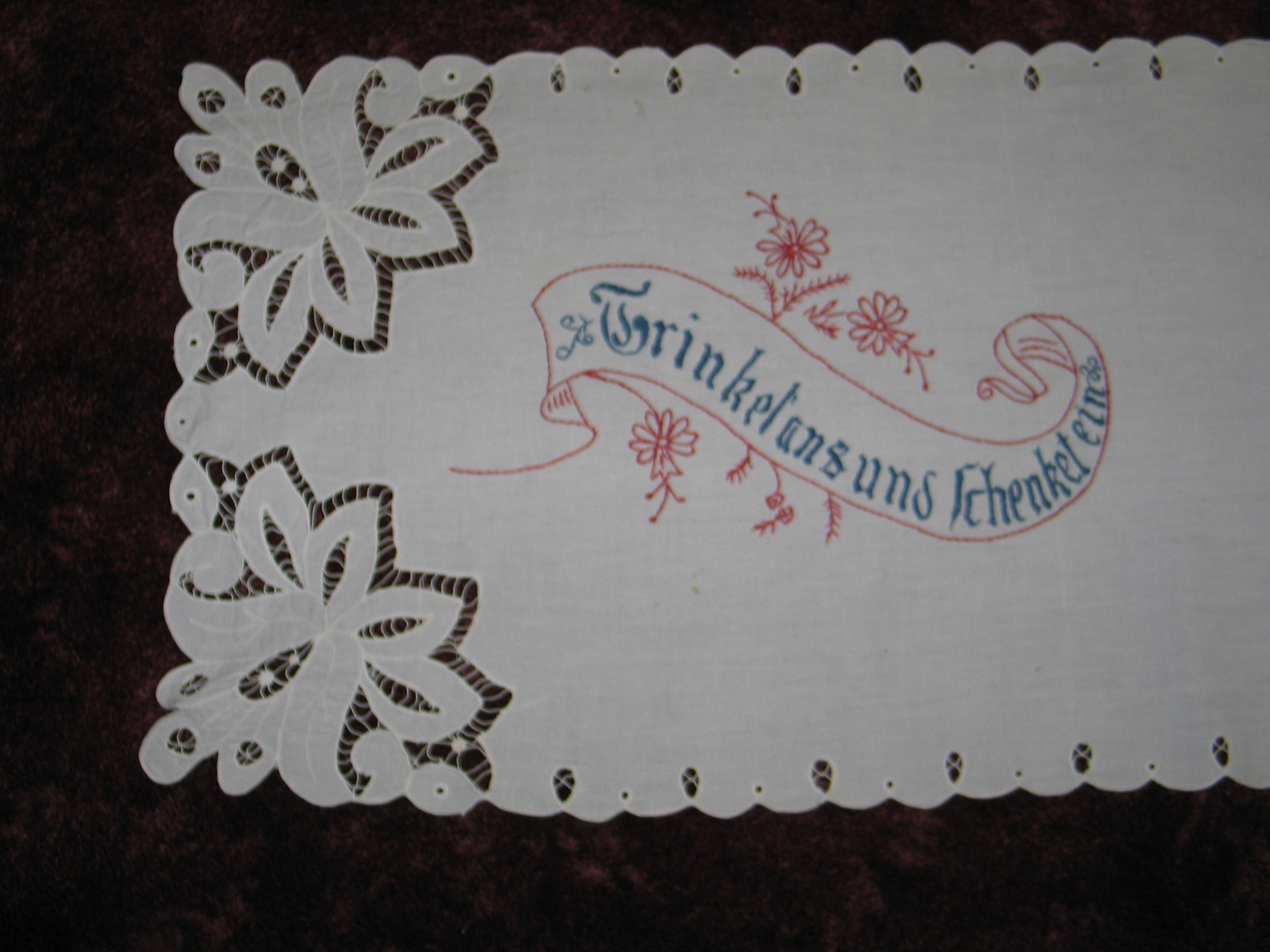 ANTIQUE Table Runner German Sampler Rhyme Turkey Redwork | Etsy