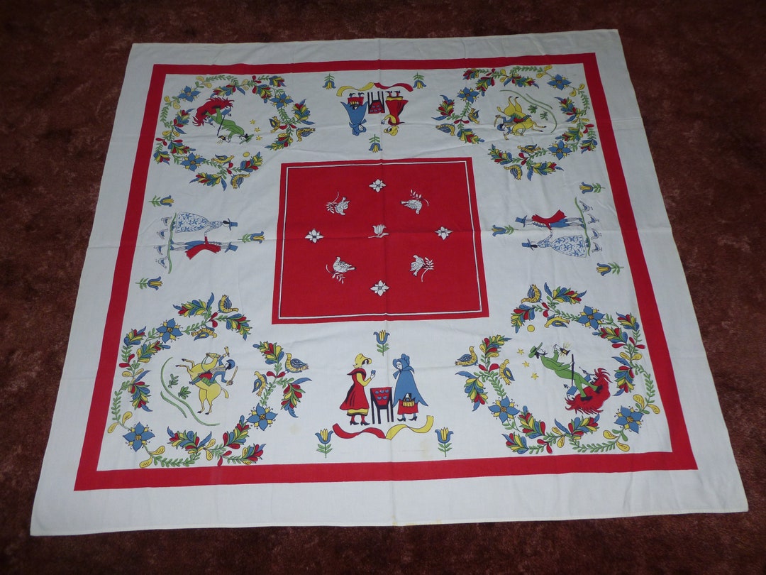 Vintage Tablecloth MCM 1940 1950s Paul Revere Revolutionary War ...
