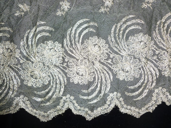 Antique French Embroidered Lace Silver Metallic Flapper Trim - Etsy