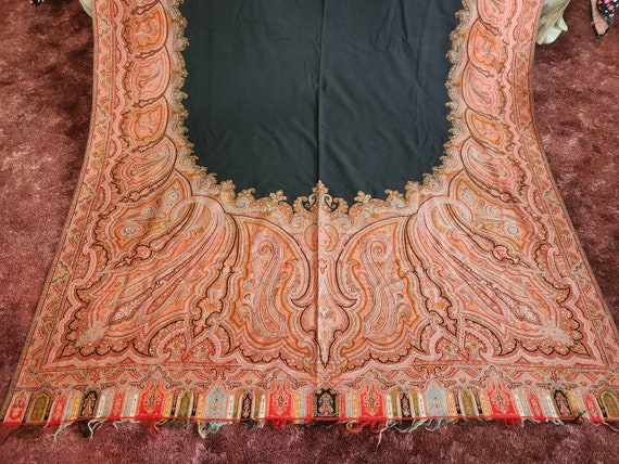 Antique Paisley Shawl mid 1800s English KIRKING Shawl… - Gem
