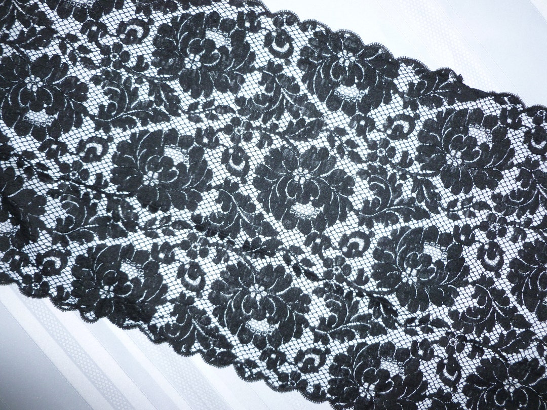 Amazing ANTIQUE LACE Shawl CHANTILLY Lace Scarf Mantilla Veil 94" X 14 ...