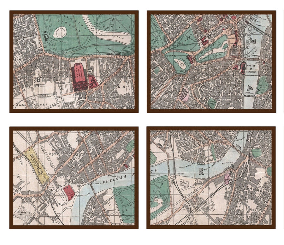 Vintage Vintage Map of LONDON England Wall Decor ENGLAND Home Decor ...