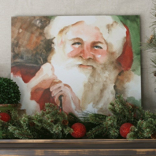 Large Santa Painting on Canvas Christmas Decor Christmas - Etsy