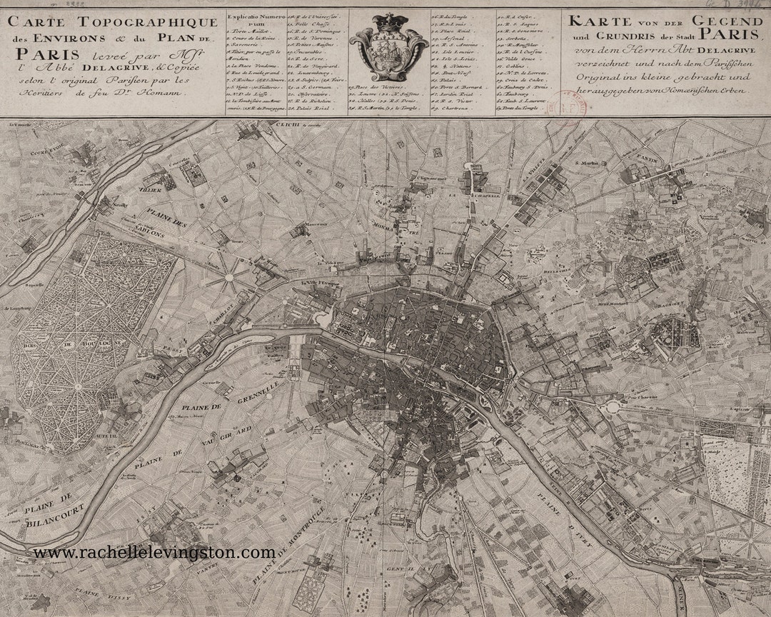 Large Wall Map of Paris Canvas Map of Paris-map Paris France Map Wall ...