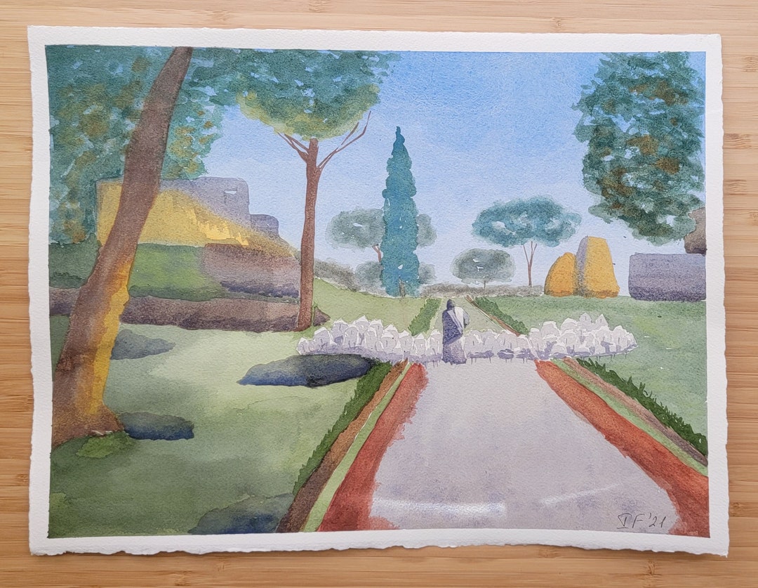 Original Watercolor Painting appian Way - Etsy