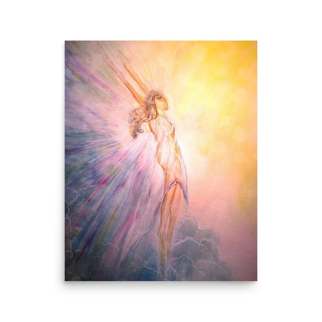 Angel Spiritual Art Angelic Grieving Ascendingl Soul Watercolor Print ...
