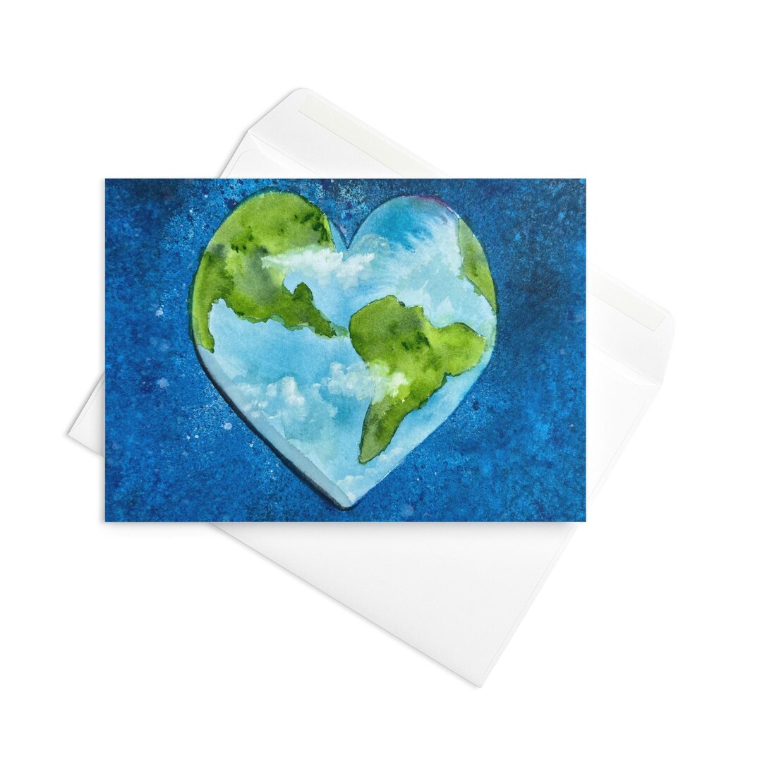 Blue Heart Earth Earth Enviroment Love Greeting Card - Etsy