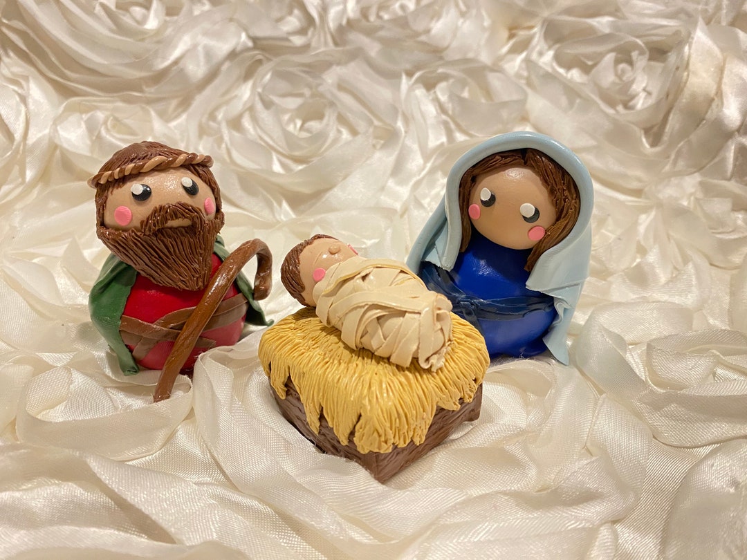 Polymer Clay Nativity Scene: Christmas Cake Topper Figurine - Etsy